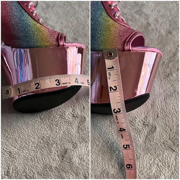 Dolls Kill | Shoes | Dolls Kill Ellie Clara Glitter Rainbow Peeptoe Laceup Platform Fairy Goth ...